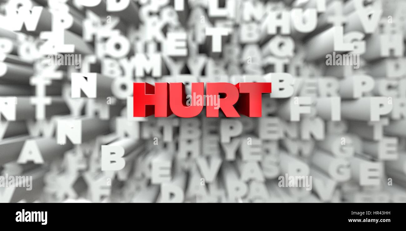 HURT - Red text on typography background - 3D rendered royalty free ...