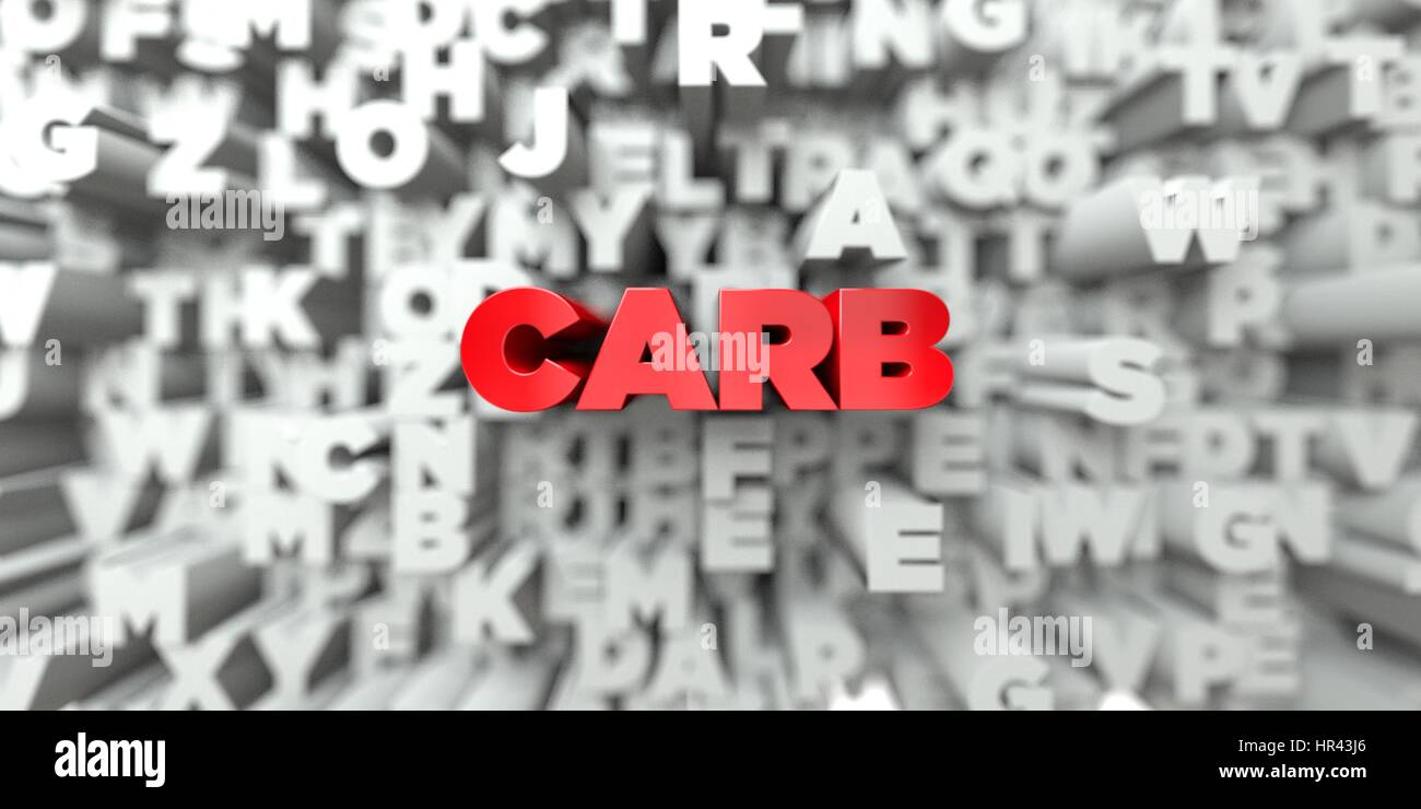 CARB - Red text on typography background - 3D rendered royalty free ...