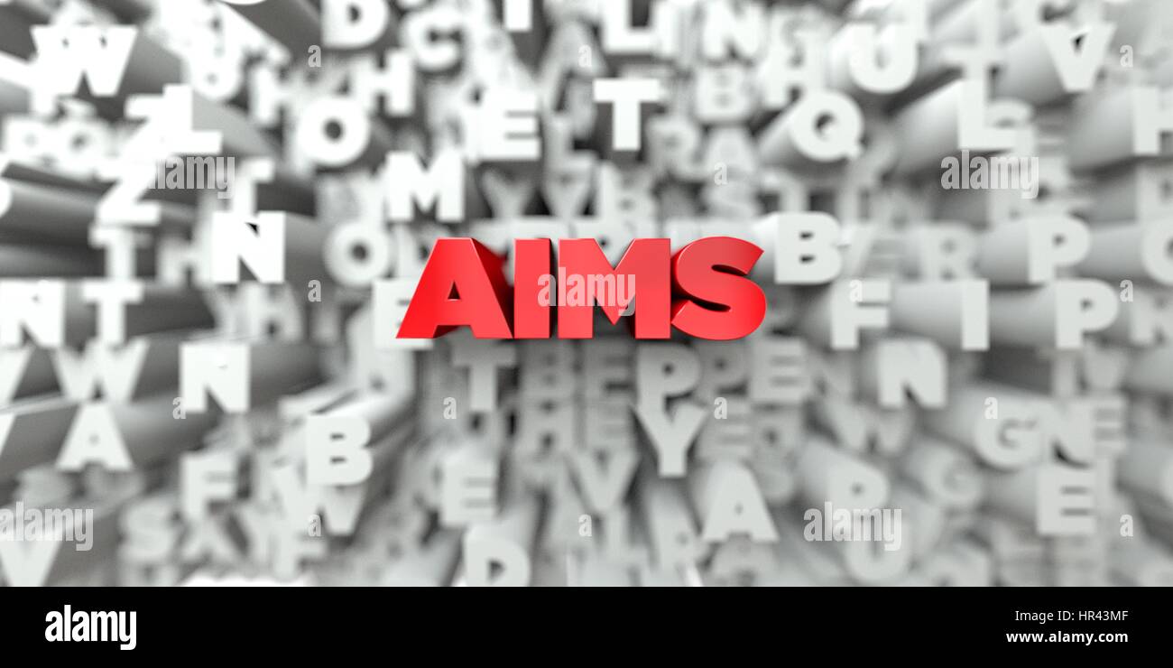 AIMS - Red text on typography background - 3D rendered royalty free ...