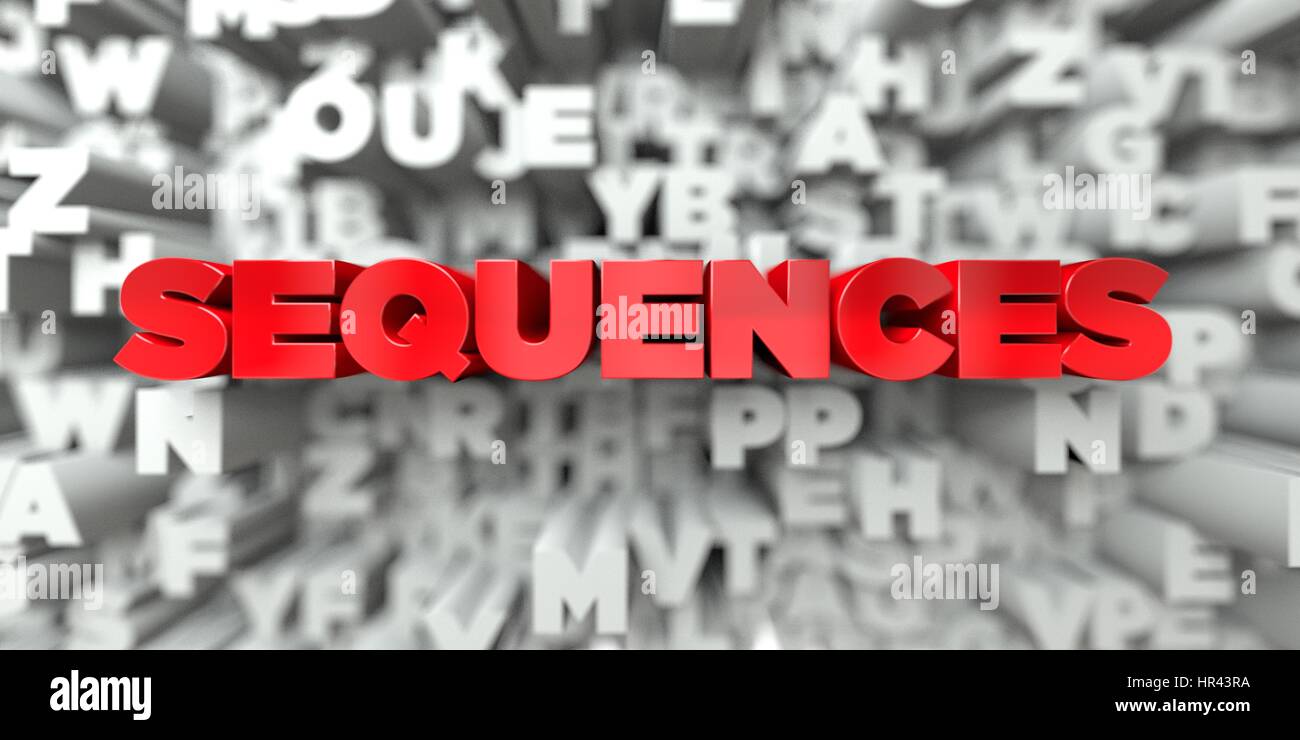 SEQUENCES - Red text on typography background - 3D rendered royalty ...