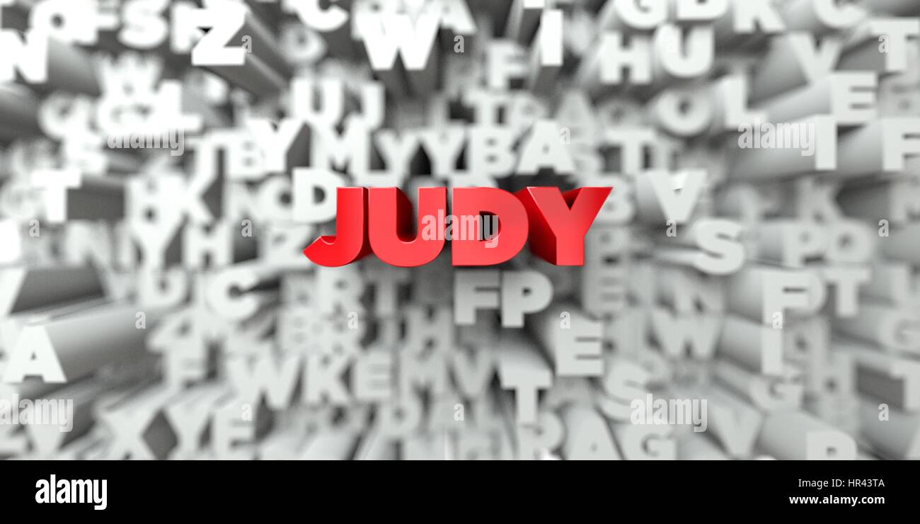 JUDY - Red text on typography background - 3D rendered royalty free ...