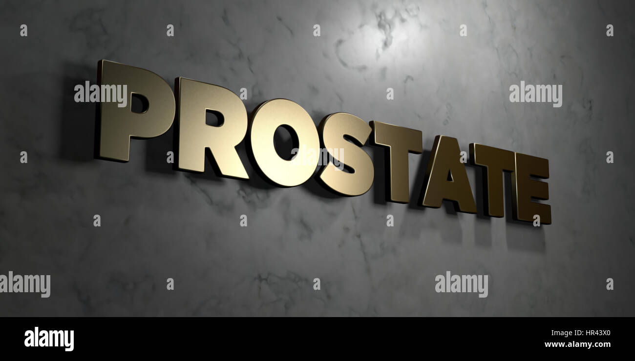 Prostate - Gold sign mounted on glossy marble wall - 3D rendered ...