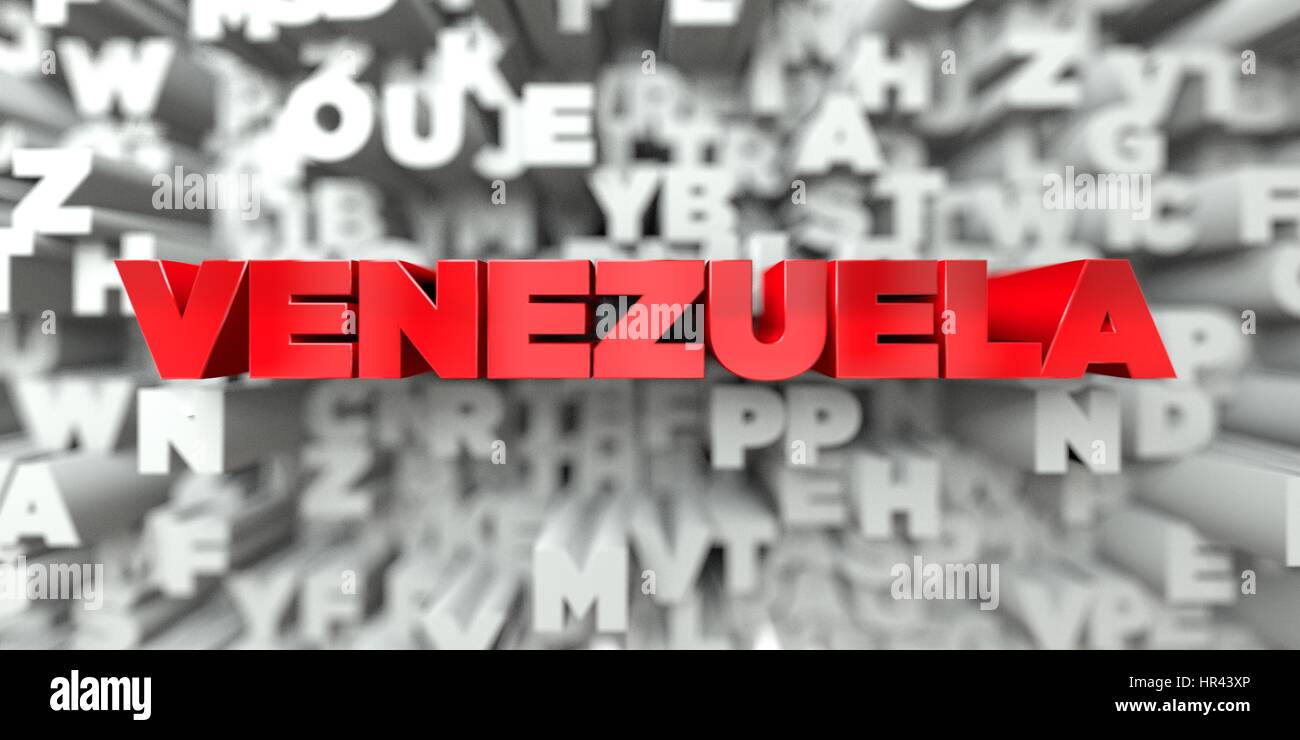 VENEZUELA - Red text on typography background - 3D rendered royalty ...