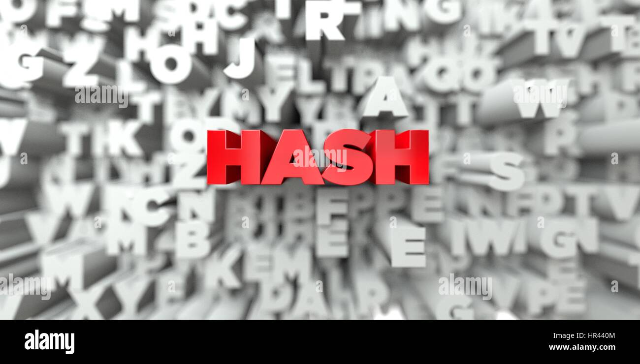 HASH - Red text on typography background - 3D rendered royalty free ...