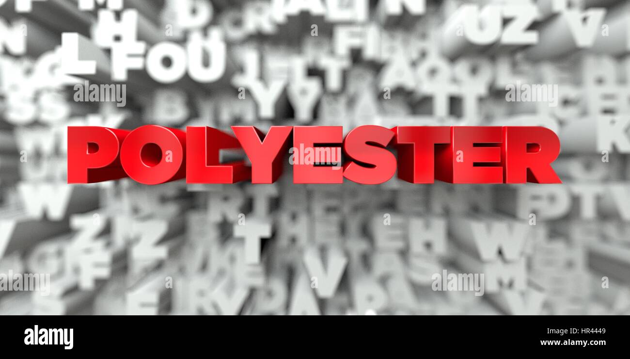 POLYESTER - Red text on typography background - 3D rendered royalty ...