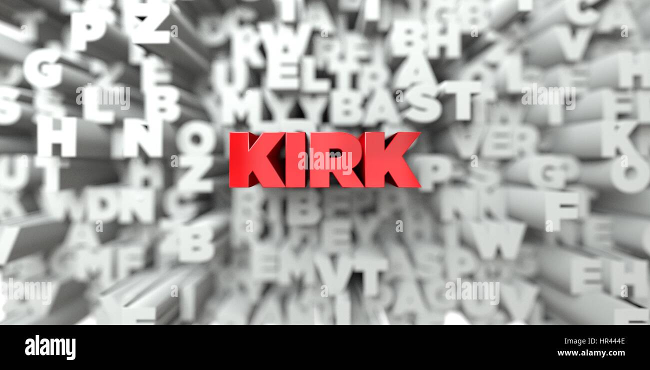 KIRK - Red text on typography background - 3D rendered royalty free ...