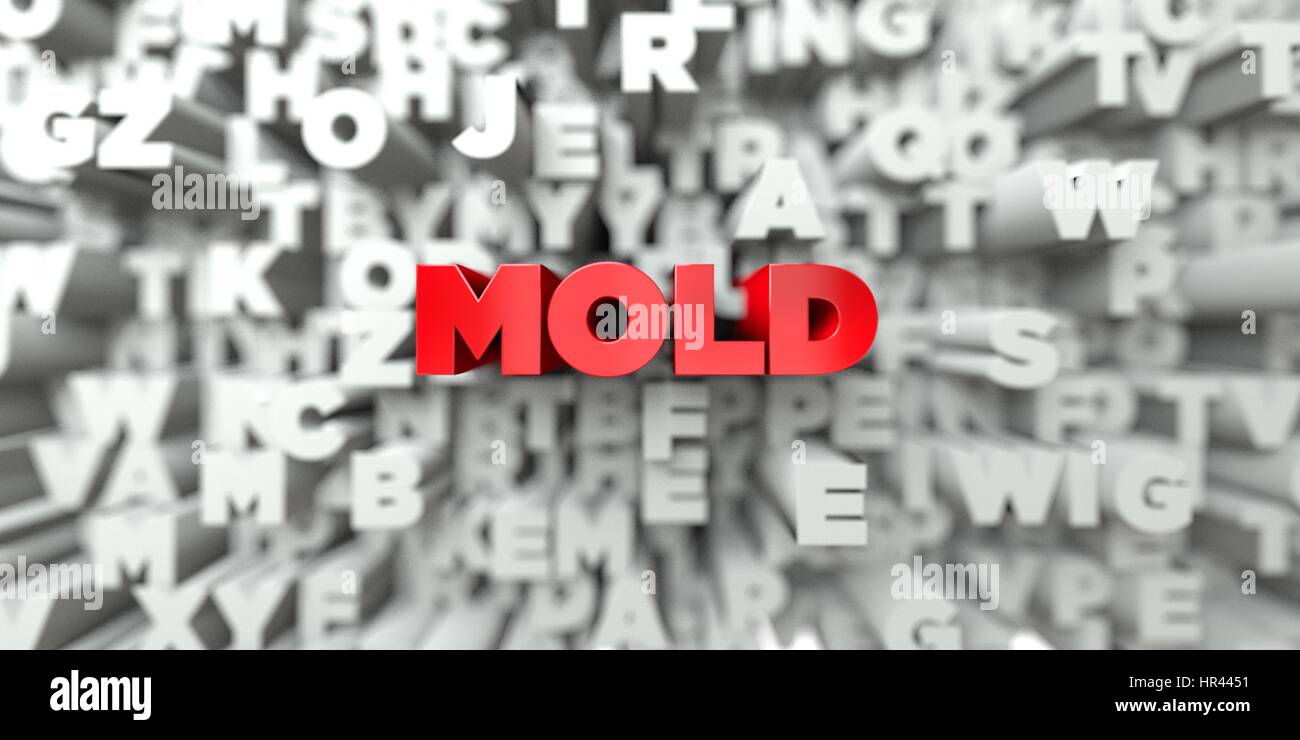 MOLD - Red text on typography background - 3D rendered royalty free ...
