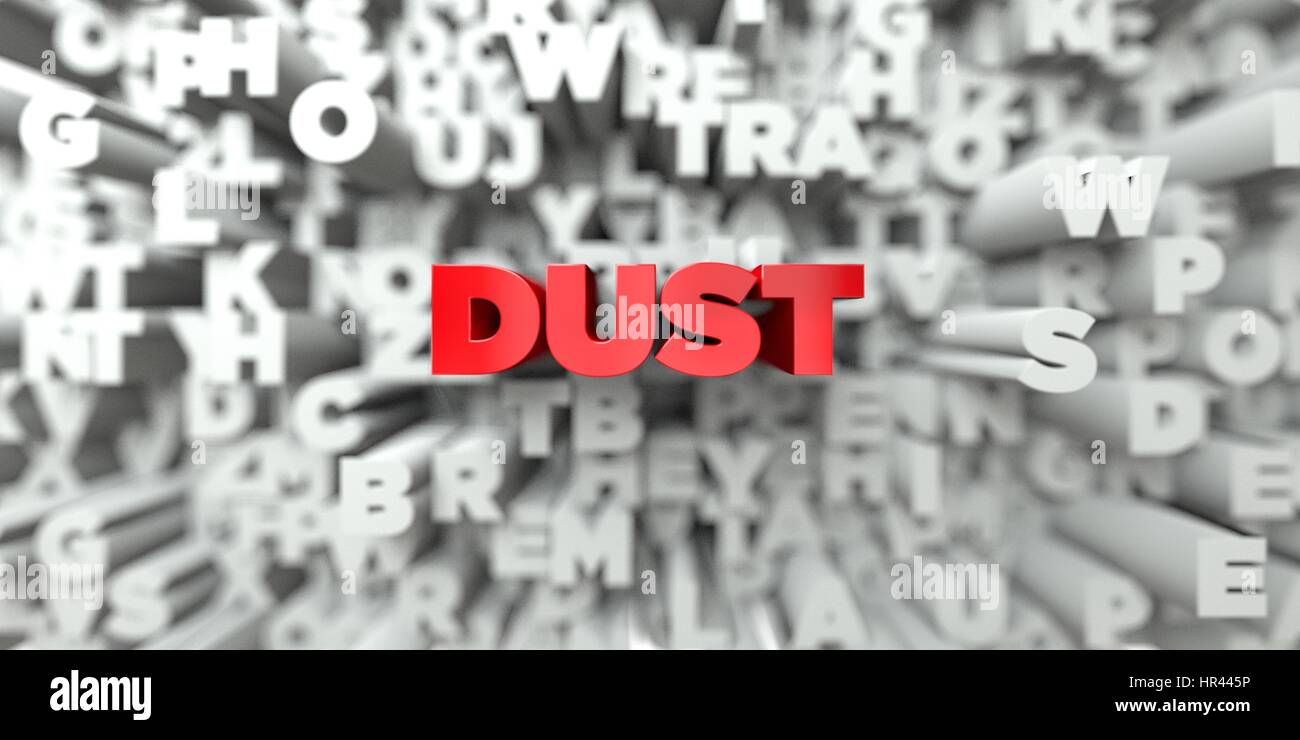 DUST - Red text on typography background - 3D rendered royalty free ...