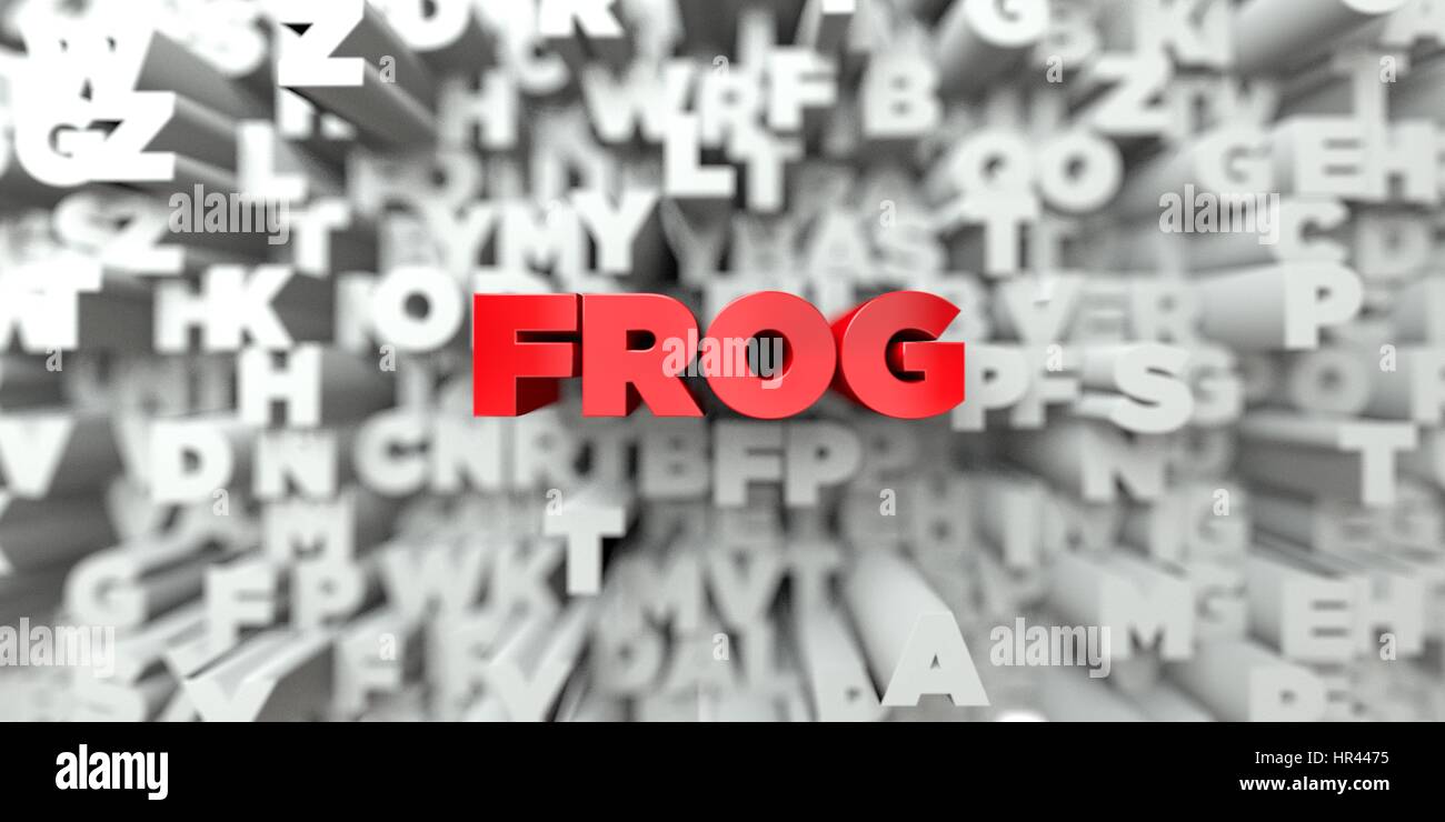 FROG - Red text on typography background - 3D rendered royalty free ...