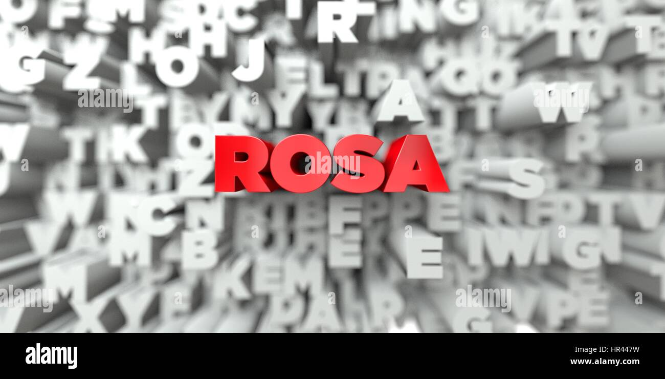 ROSA - Red text on typography background - 3D rendered royalty free ...