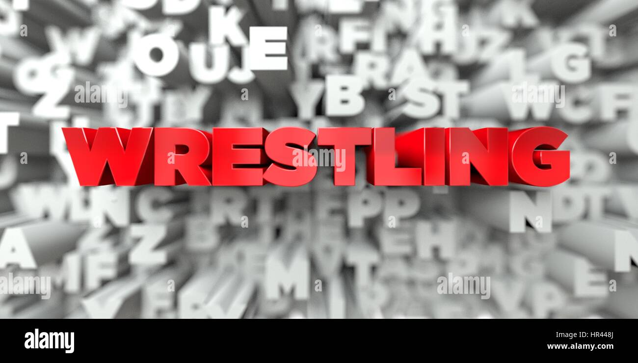 WRESTLING - Red text on typography background - 3D rendered royalty ...