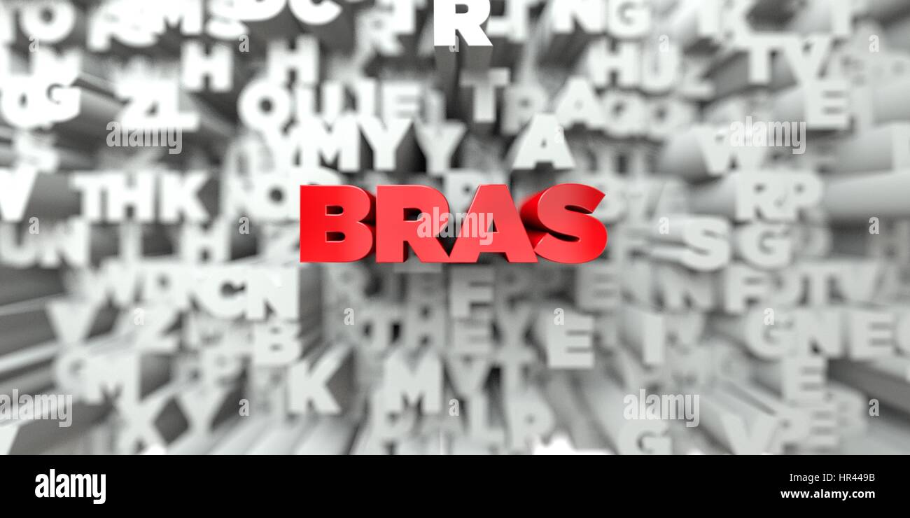 BRAS - Red text on typography background - 3D rendered royalty free ...