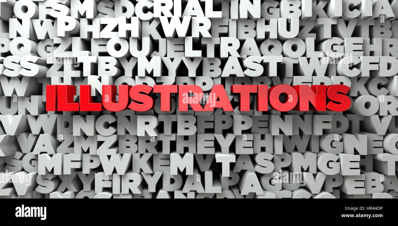 ILLUSTRATIONS - Red text on typography background - 3D rendered royalty ...