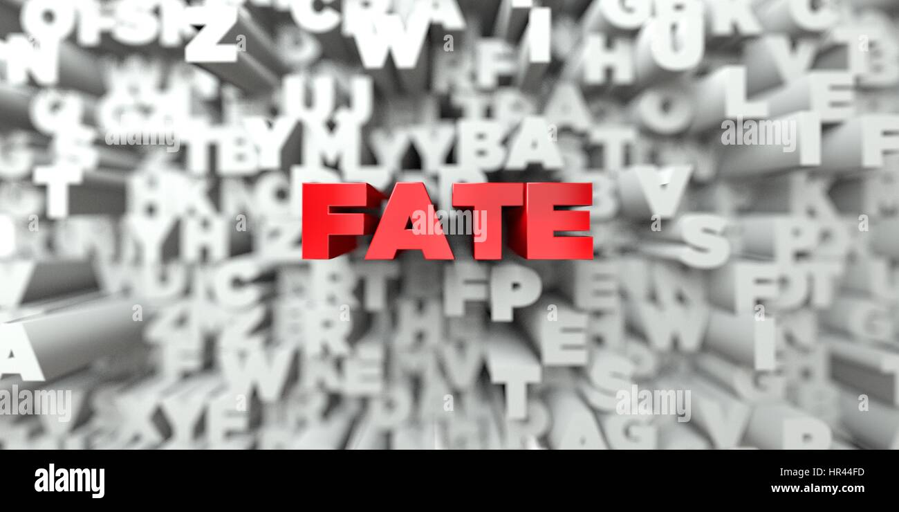 FATE - Red text on typography background - 3D rendered royalty free ...