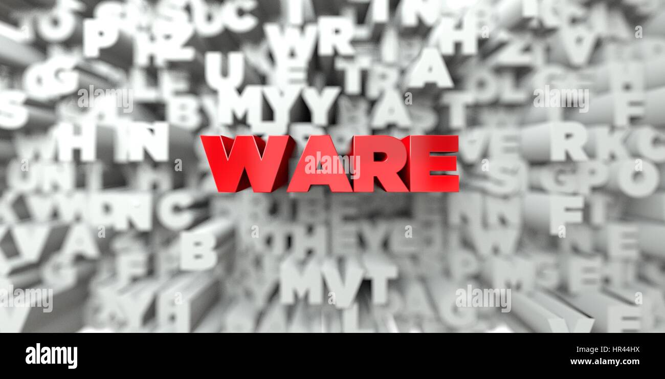 WARE - Red text on typography background - 3D rendered royalty free ...