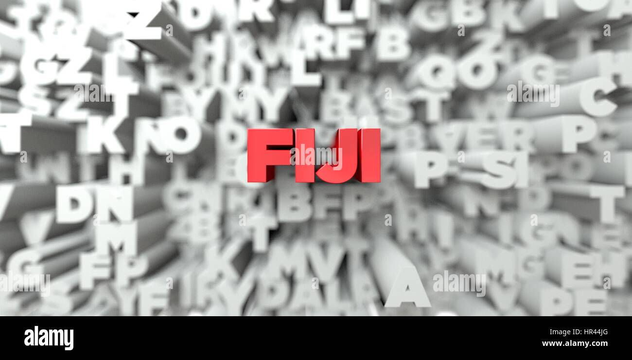 FIJI - Red text on typography background - 3D rendered royalty free ...