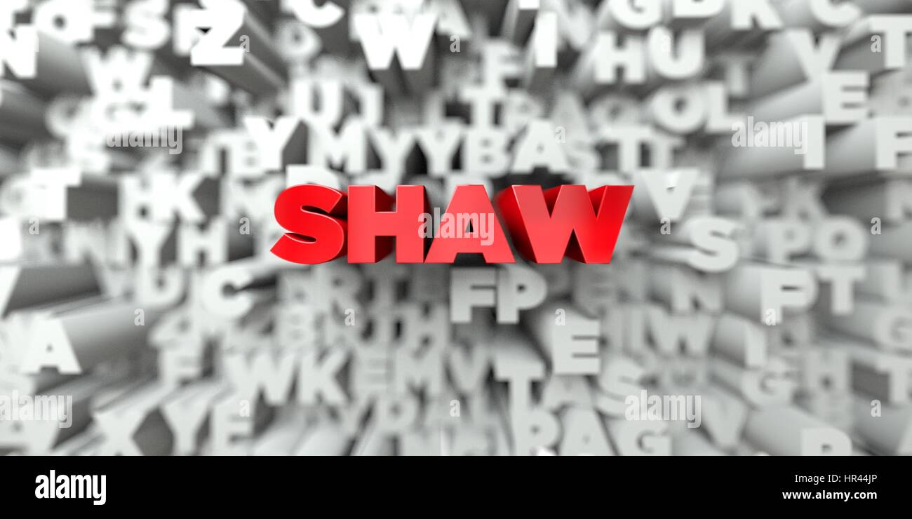 SHAW - Red text on typography background - 3D rendered royalty free ...