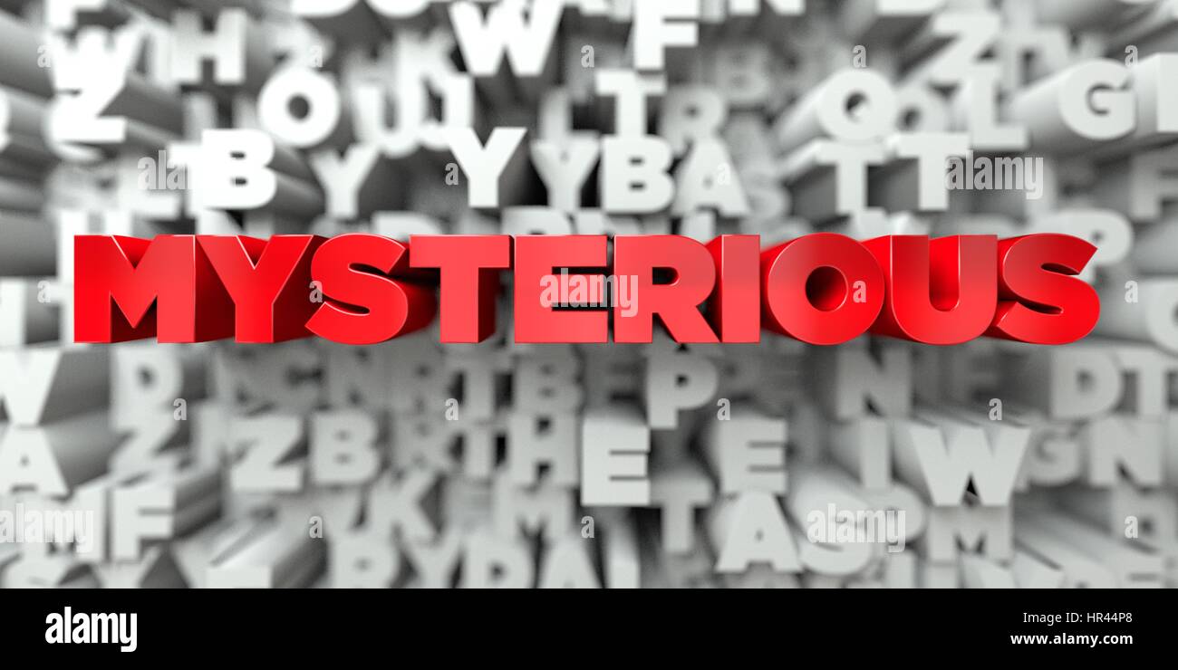 MYSTERIOUS - Red text on typography background - 3D rendered royalty ...