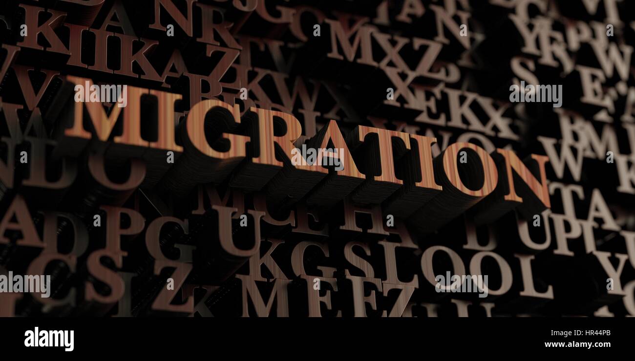Migration - Wooden 3D rendered letters/message. Can be used for an ...