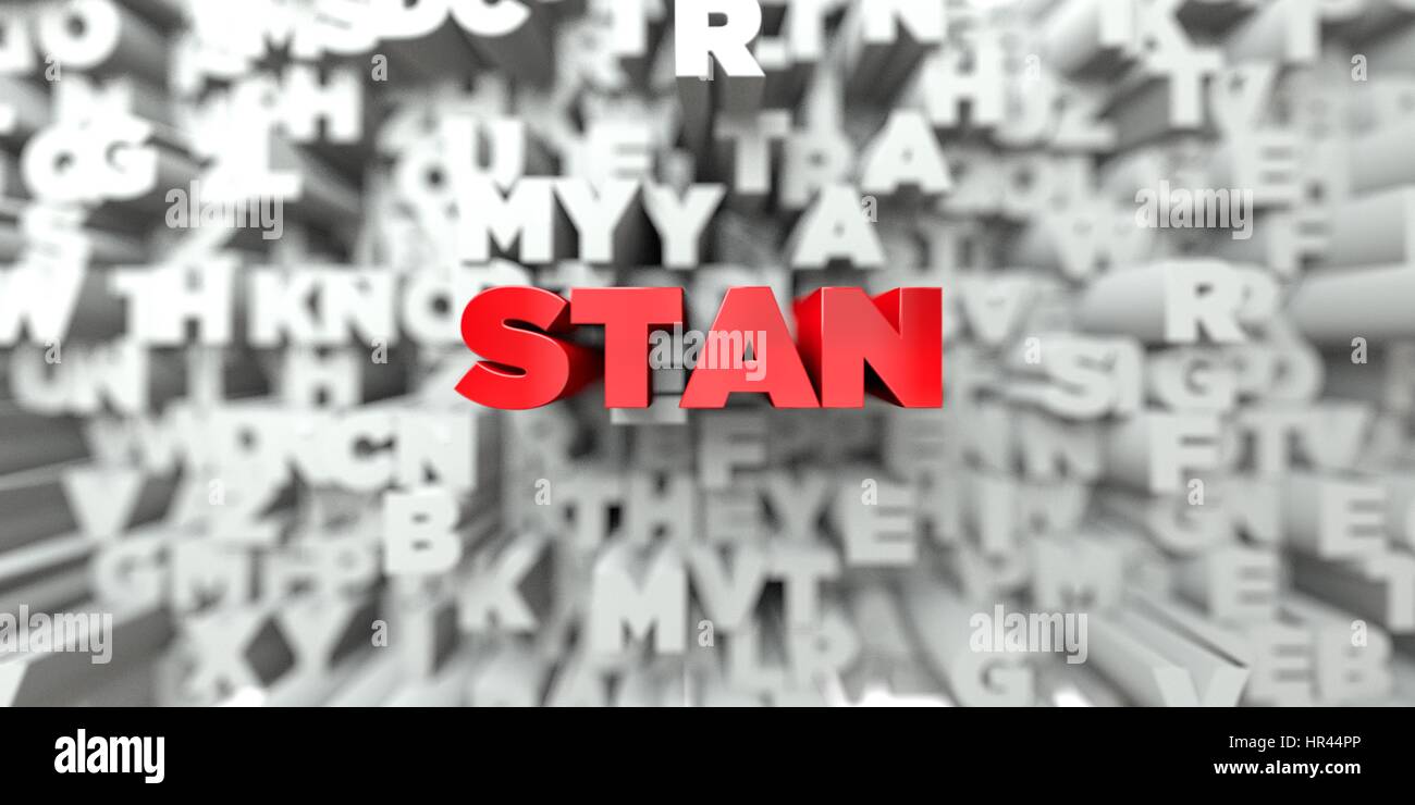 STAN - Red text on typography background - 3D rendered royalty free ...