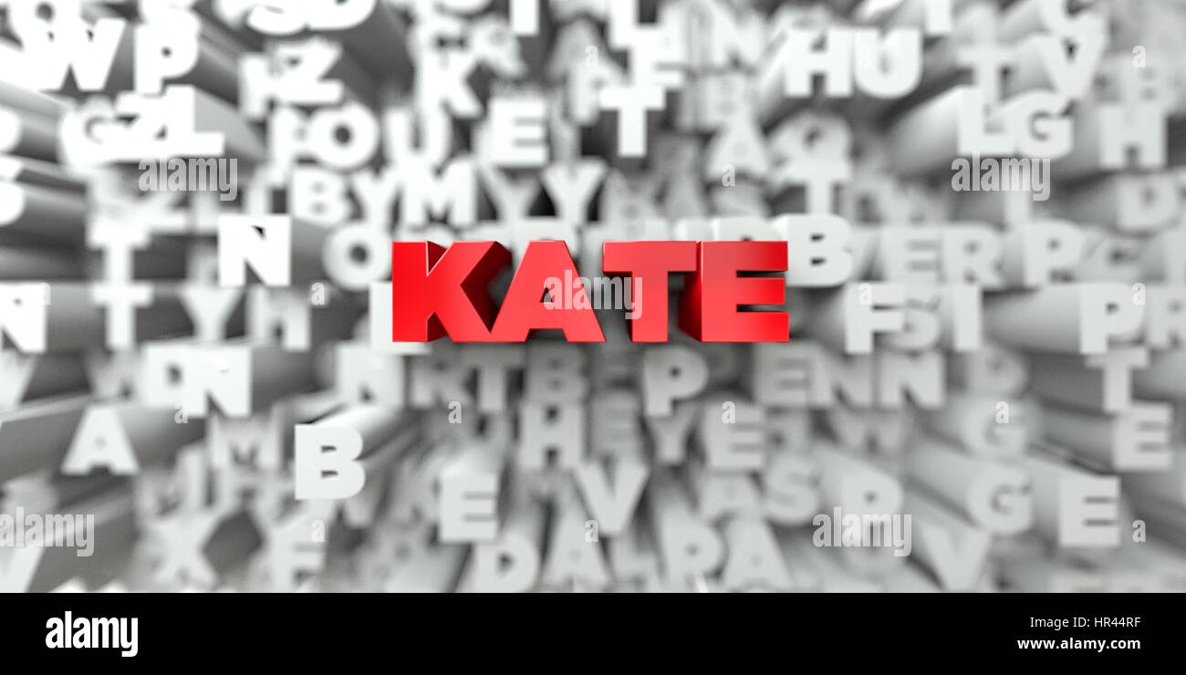 KATE - Red text on typography background - 3D rendered royalty free ...