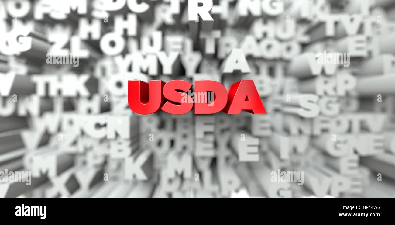 USDA - Red text on typography background - 3D rendered royalty free ...
