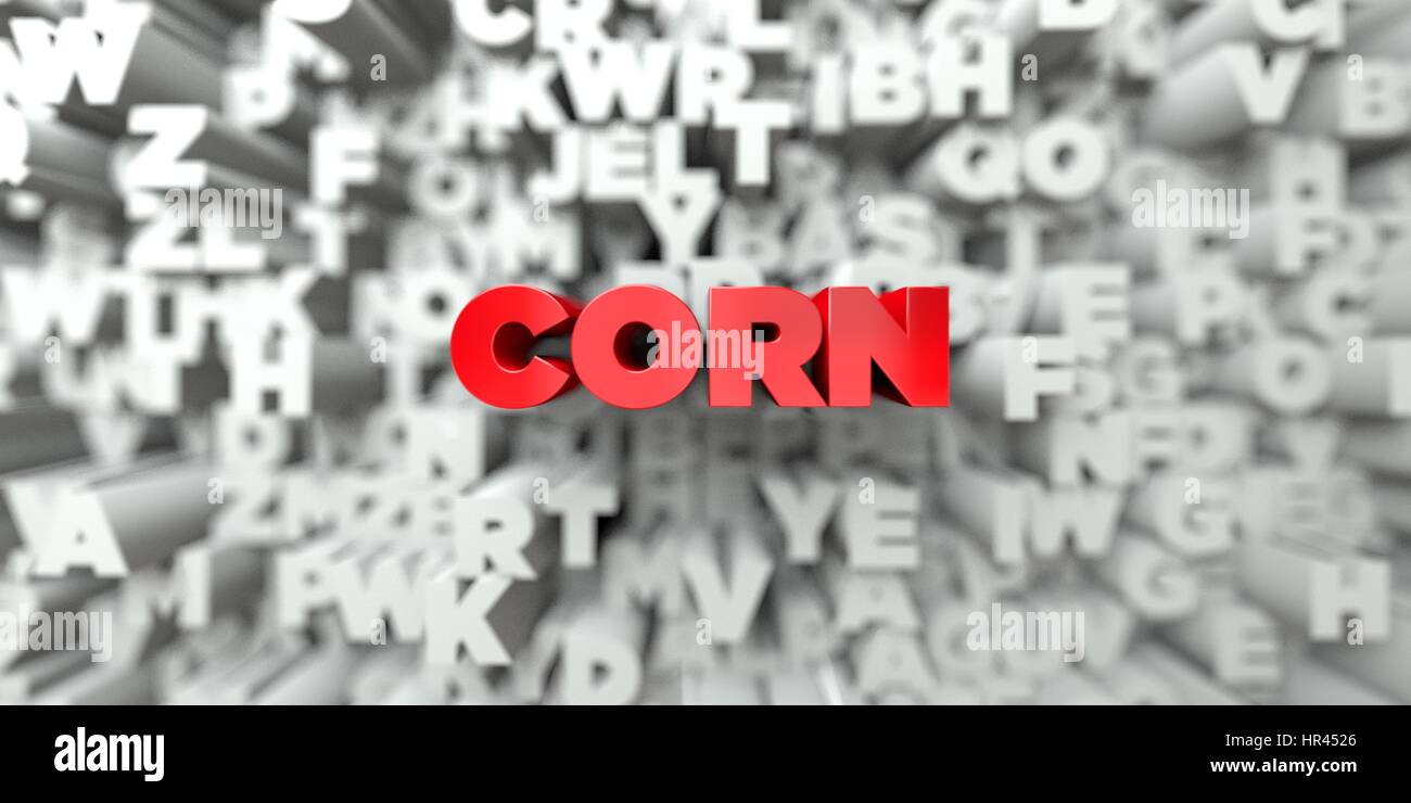 CORN - Red text on typography background - 3D rendered royalty free ...