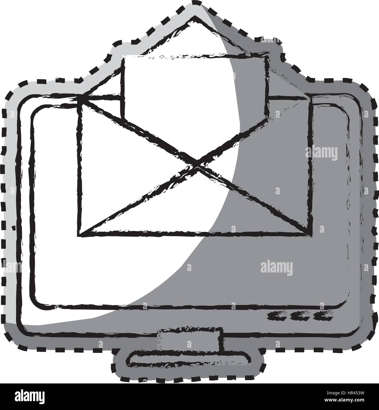 sticker monochrome blurred with with lcd monitor and envelope mail on ...