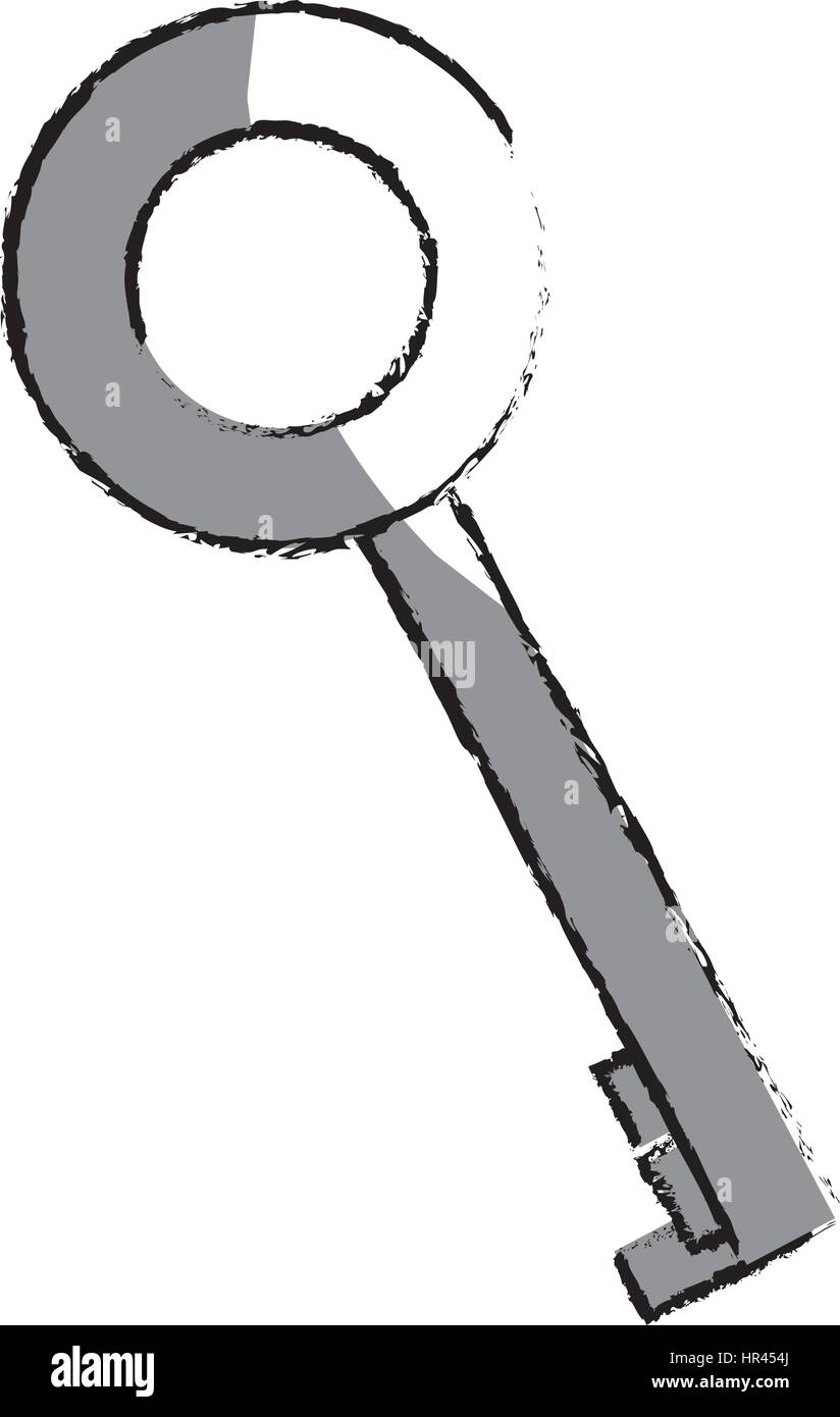 monochrome blurred contour with rounded shape vintage key Stock Vector ...