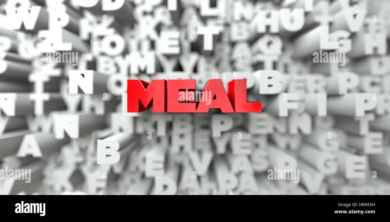 MEAL - Red text on typography background - 3D rendered royalty free ...