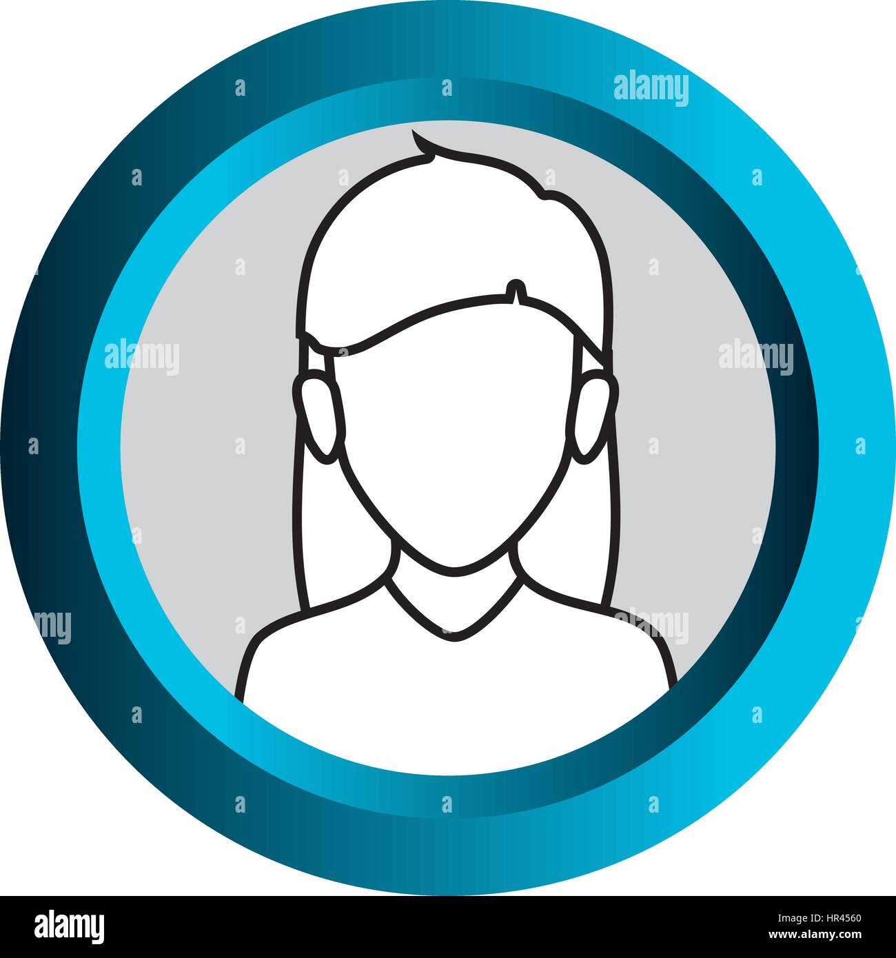 color frame with monochrome contour of faceless half body woman with ...