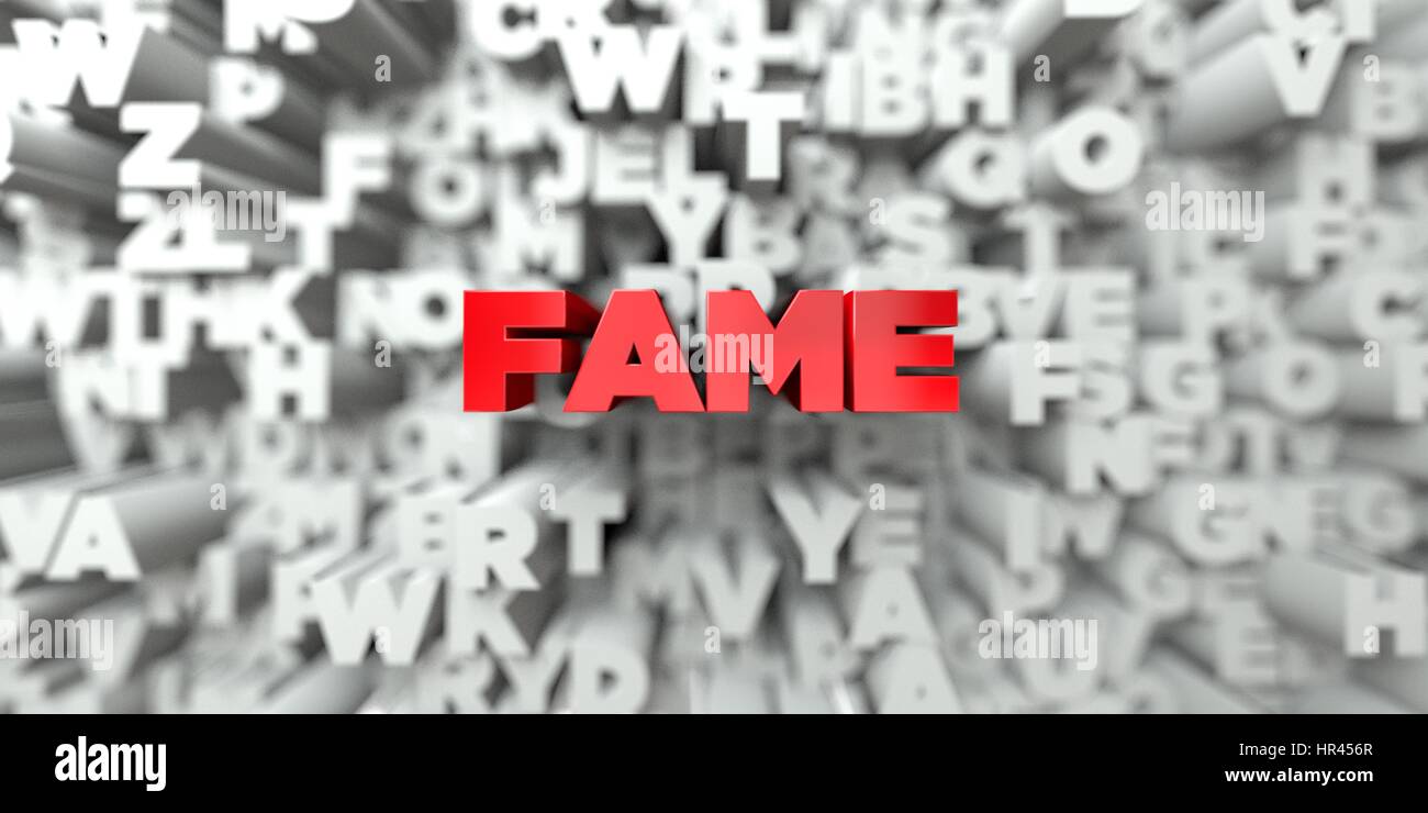 FAME - Red text on typography background - 3D rendered royalty free ...