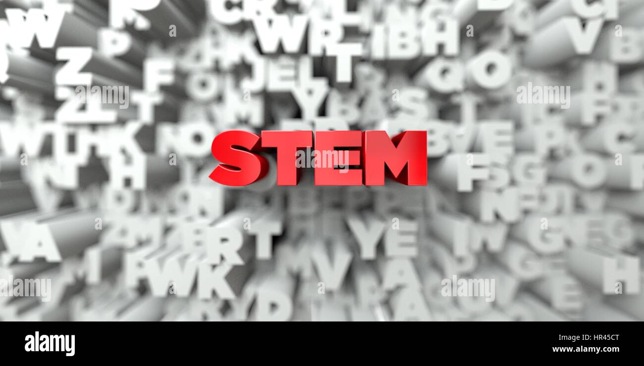 STEM - Red text on typography background - 3D rendered royalty free ...
