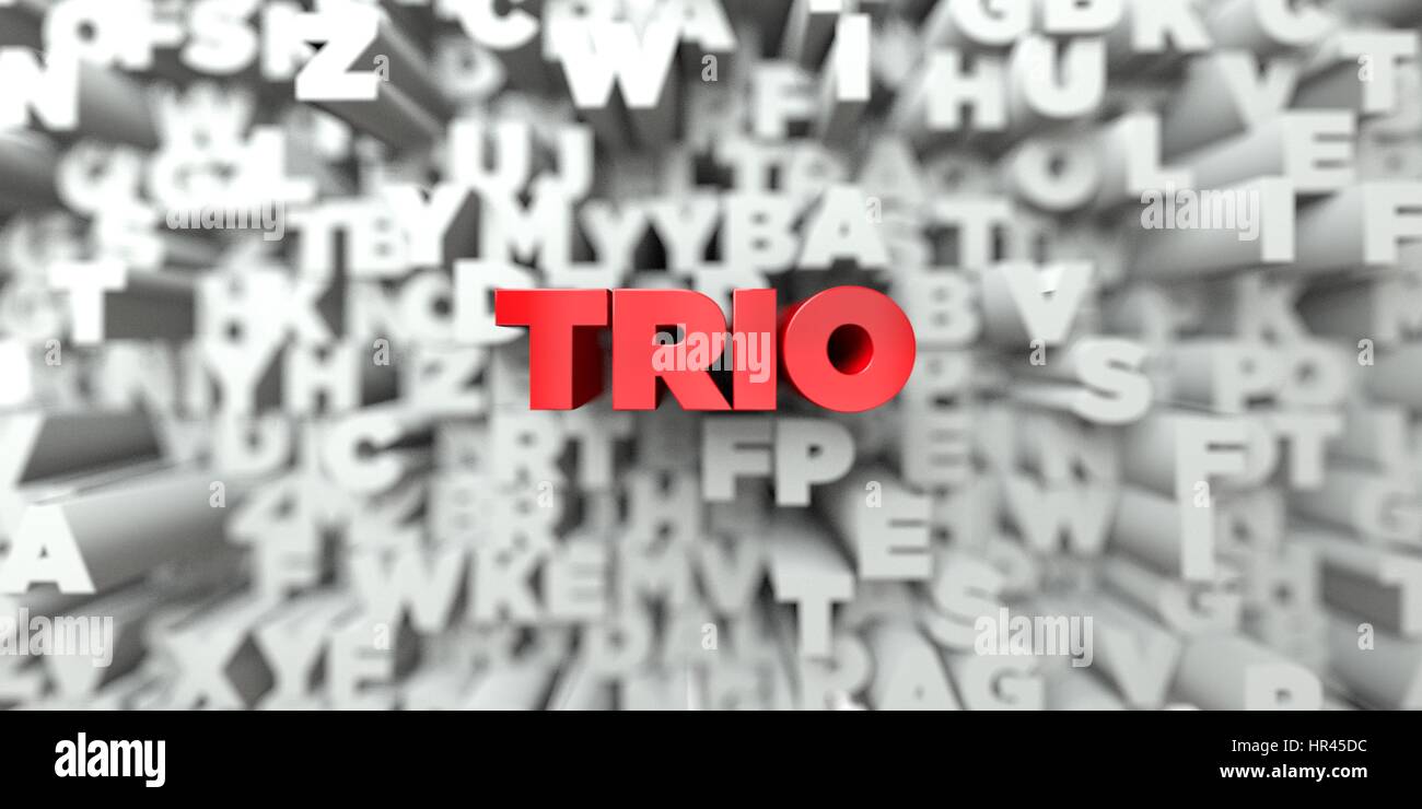 TRIO - Red text on typography background - 3D rendered royalty free ...