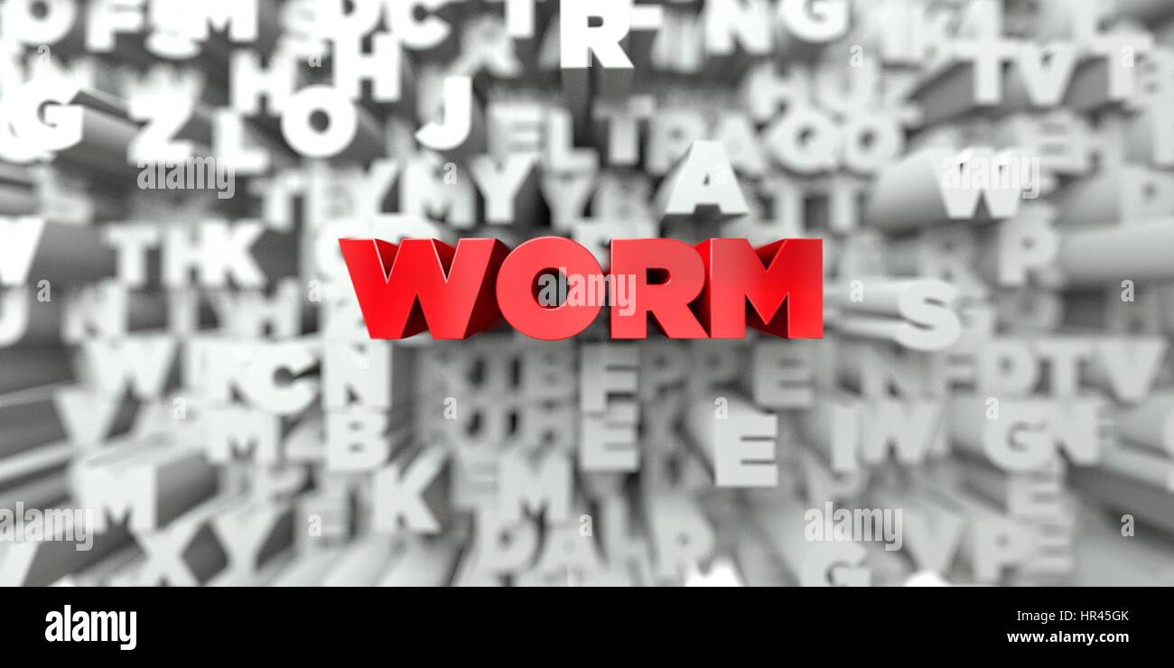 WORM - Red text on typography background - 3D rendered royalty free ...
