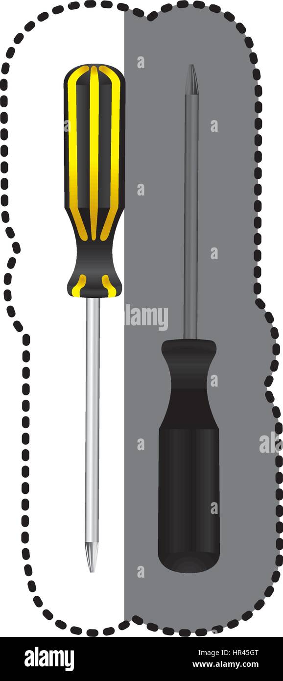 sticker realistic silhouette color with screwdrivers phillips Stock ...