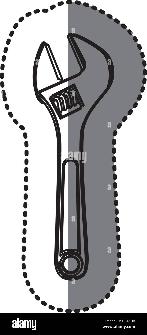 sticker monochrome line contour of wrench tool Stock Vector Image & Art ...