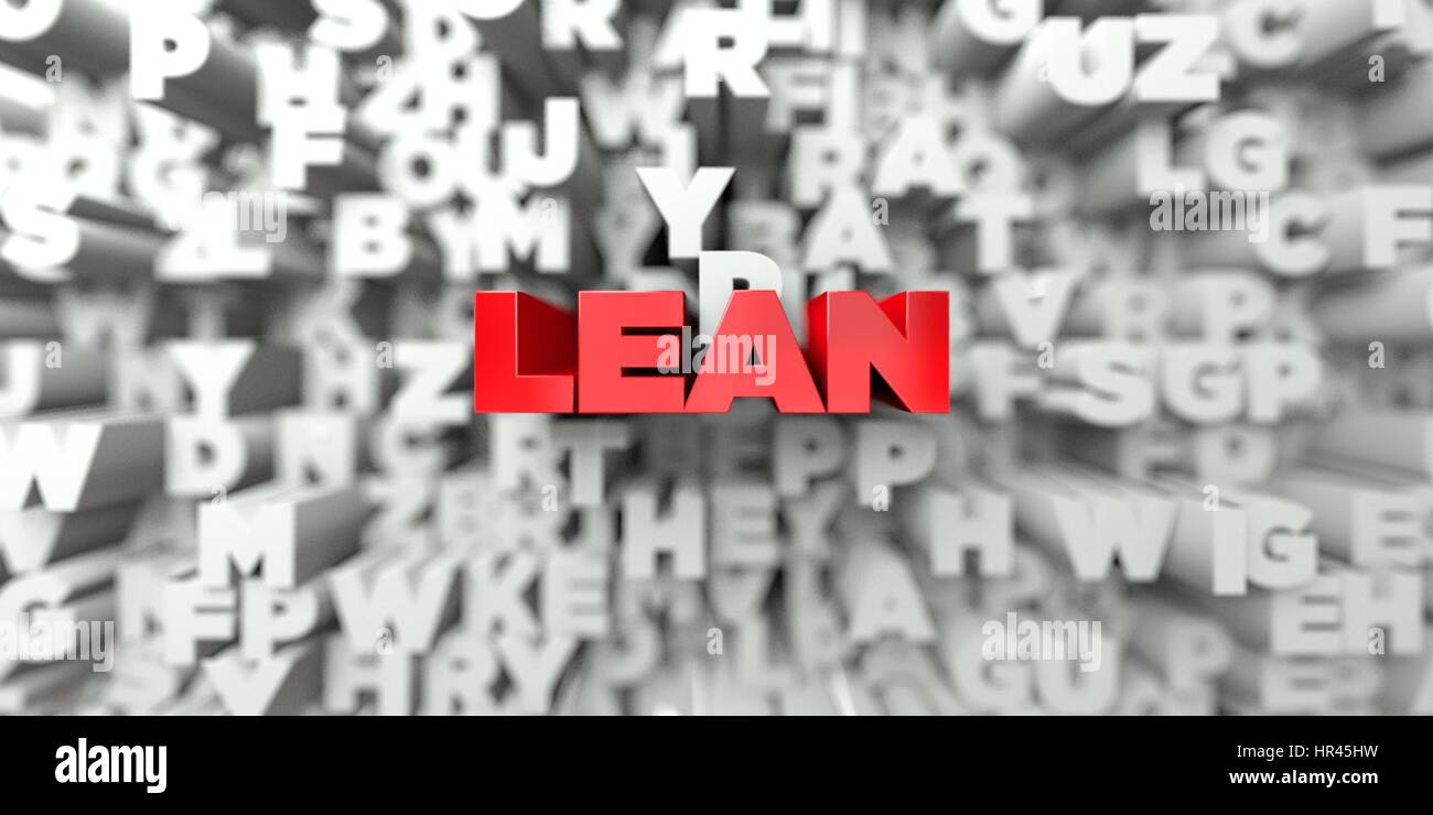 LEAN - Red text on typography background - 3D rendered royalty free ...
