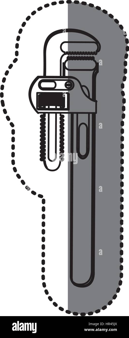 sticker monochrome line contour of pipe wrench tool Stock Vector Image & Art - Alamy