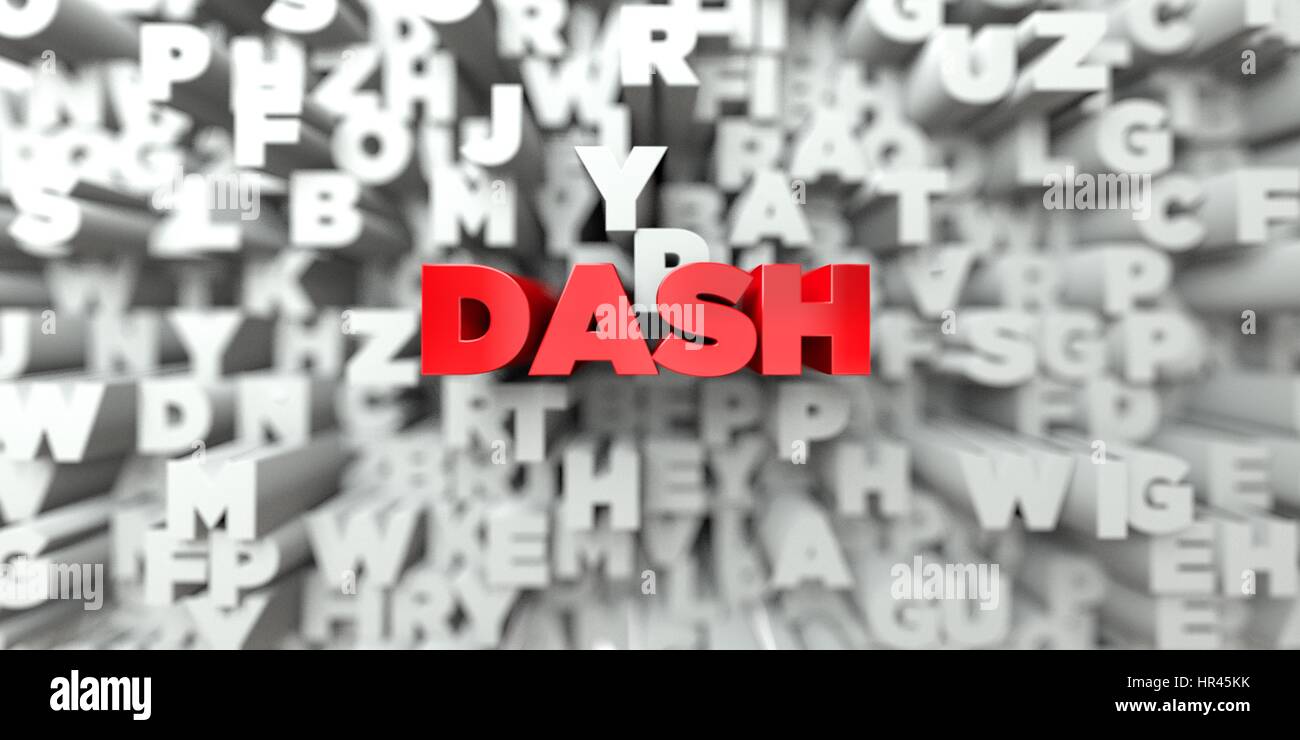 DASH - Red text on typography background - 3D rendered royalty free ...