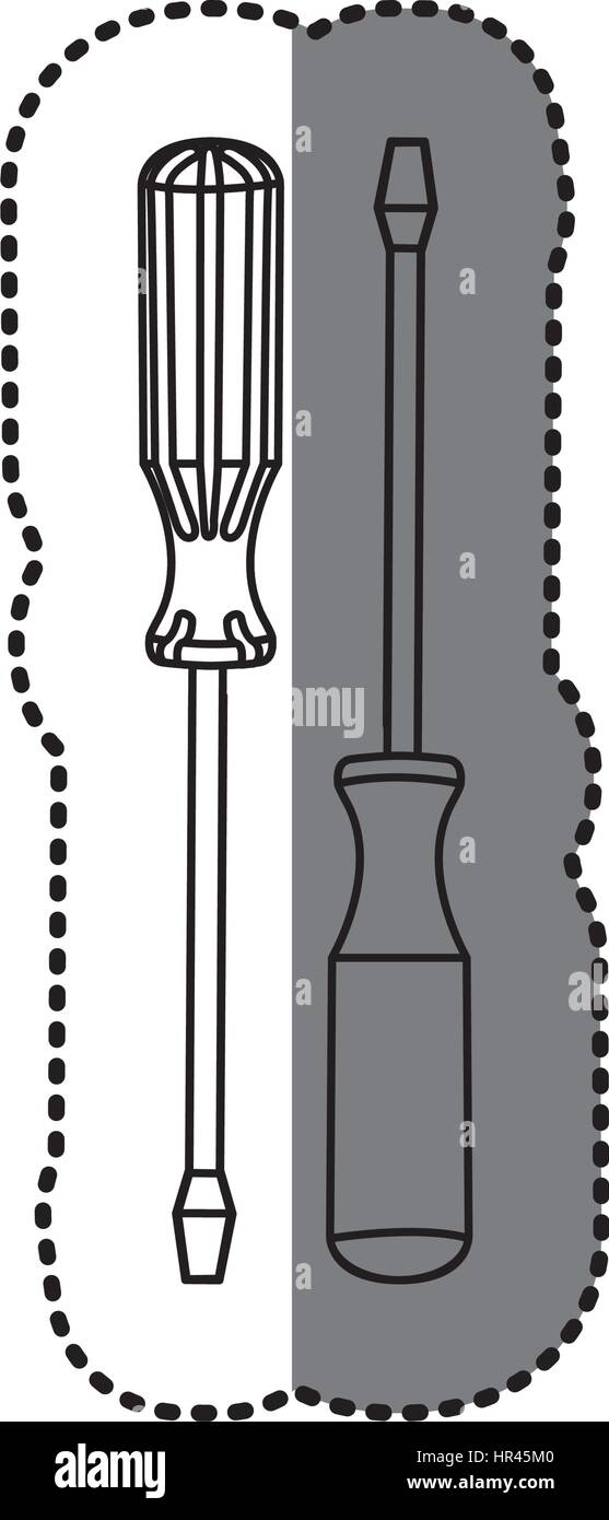 sticker monochrome line contour of pair of screwdrivers Stock Vector ...