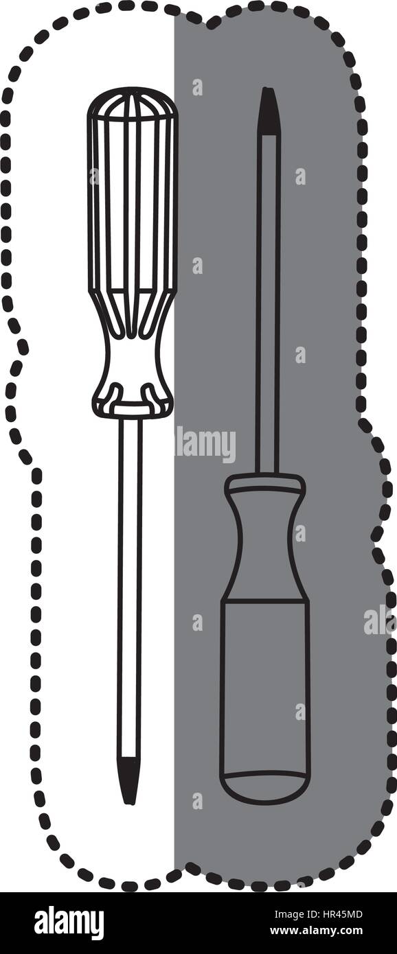 sticker monochrome line contour of screwdrivers phillips Stock Vector ...