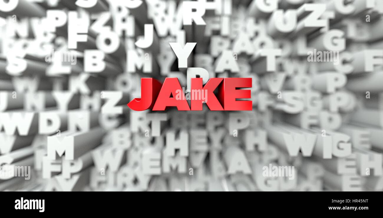 JAKE - Red text on typography background - 3D rendered royalty free ...