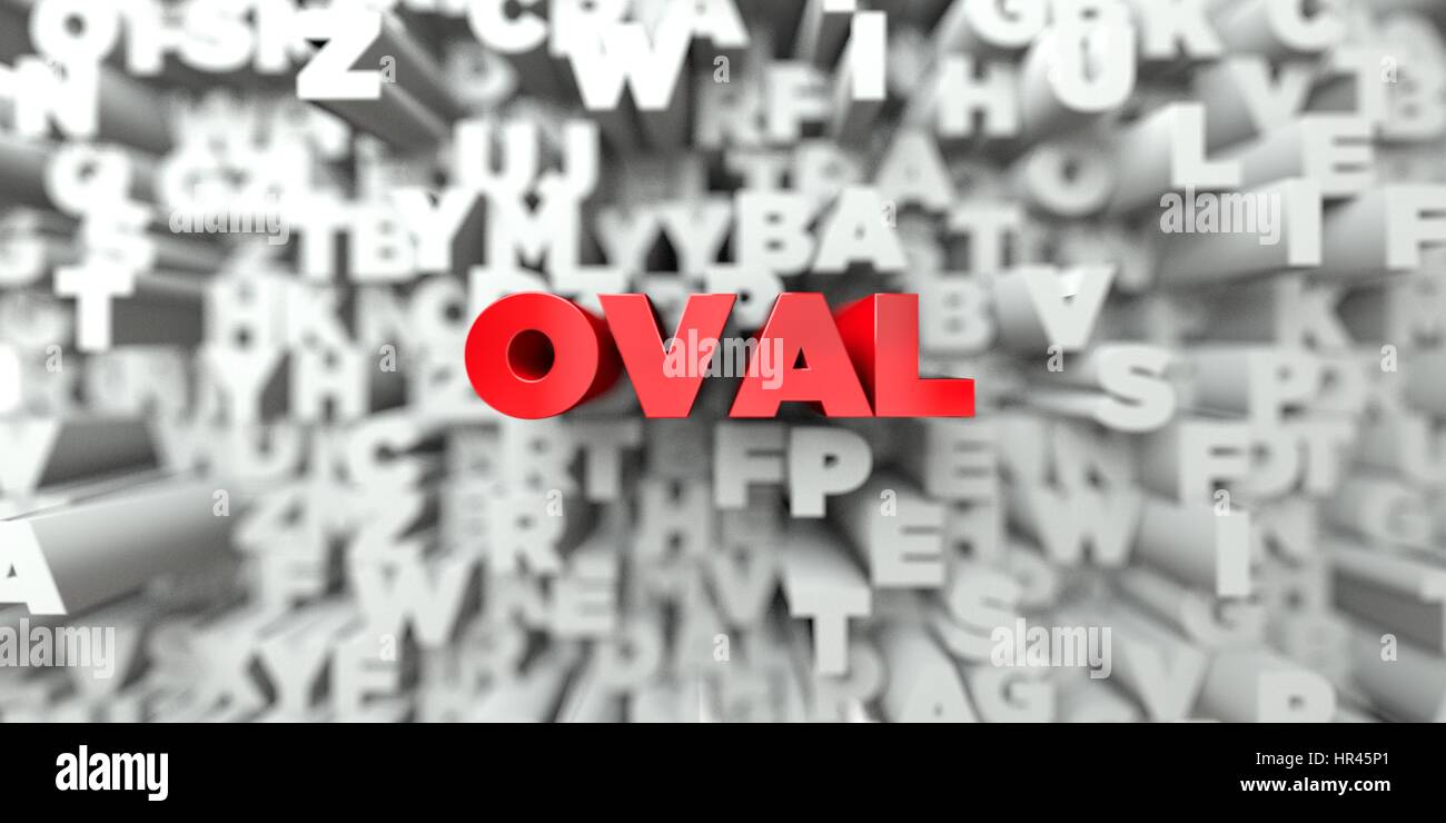 OVAL - Red text on typography background - 3D rendered royalty free ...