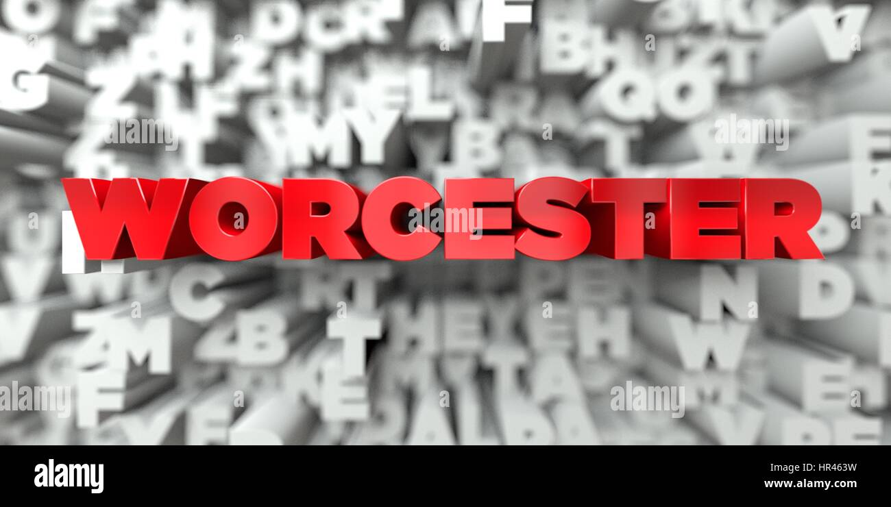 WORCESTER - Red text on typography background - 3D rendered royalty ...