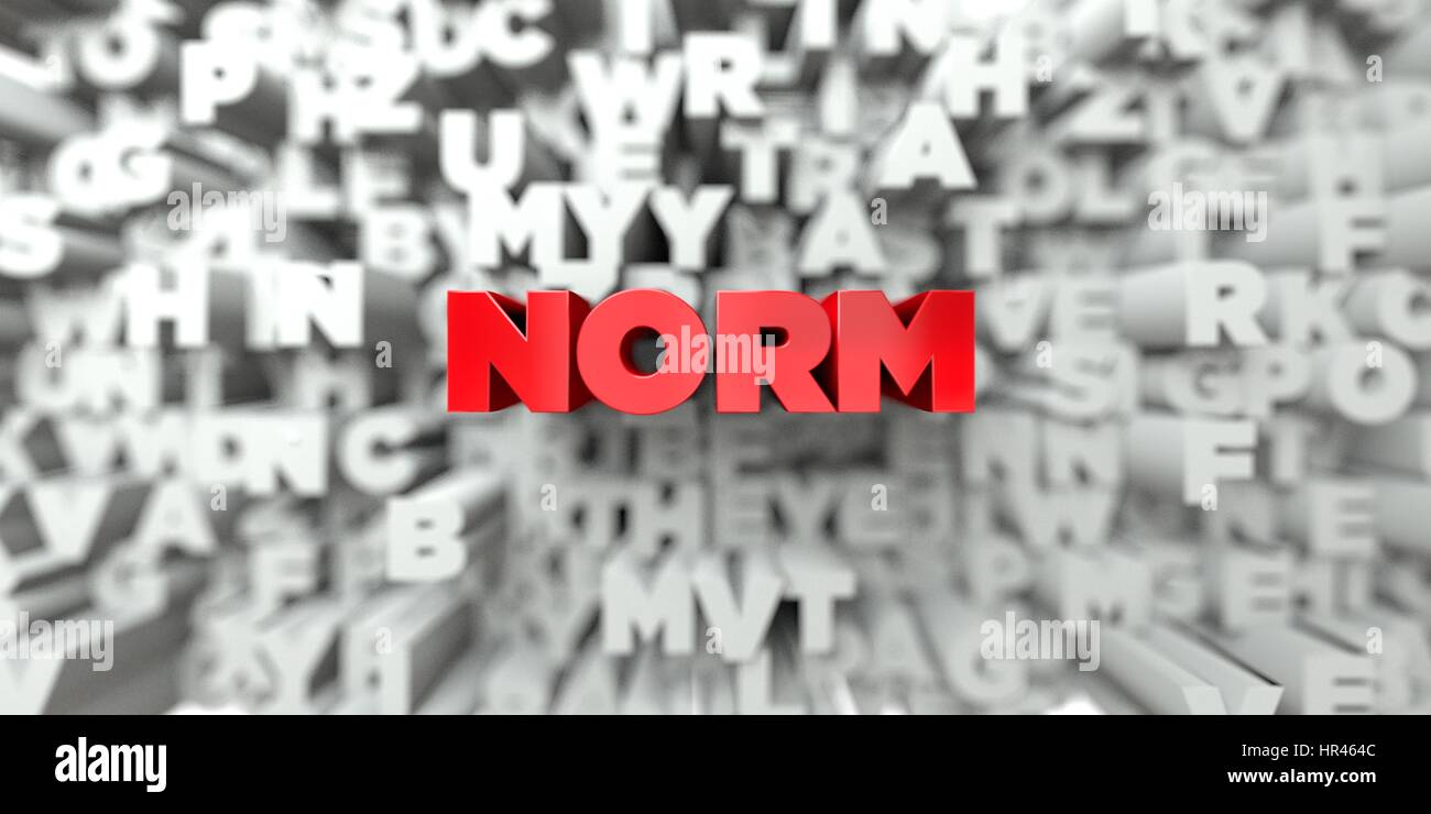 NORM - Red text on typography background - 3D rendered royalty free ...