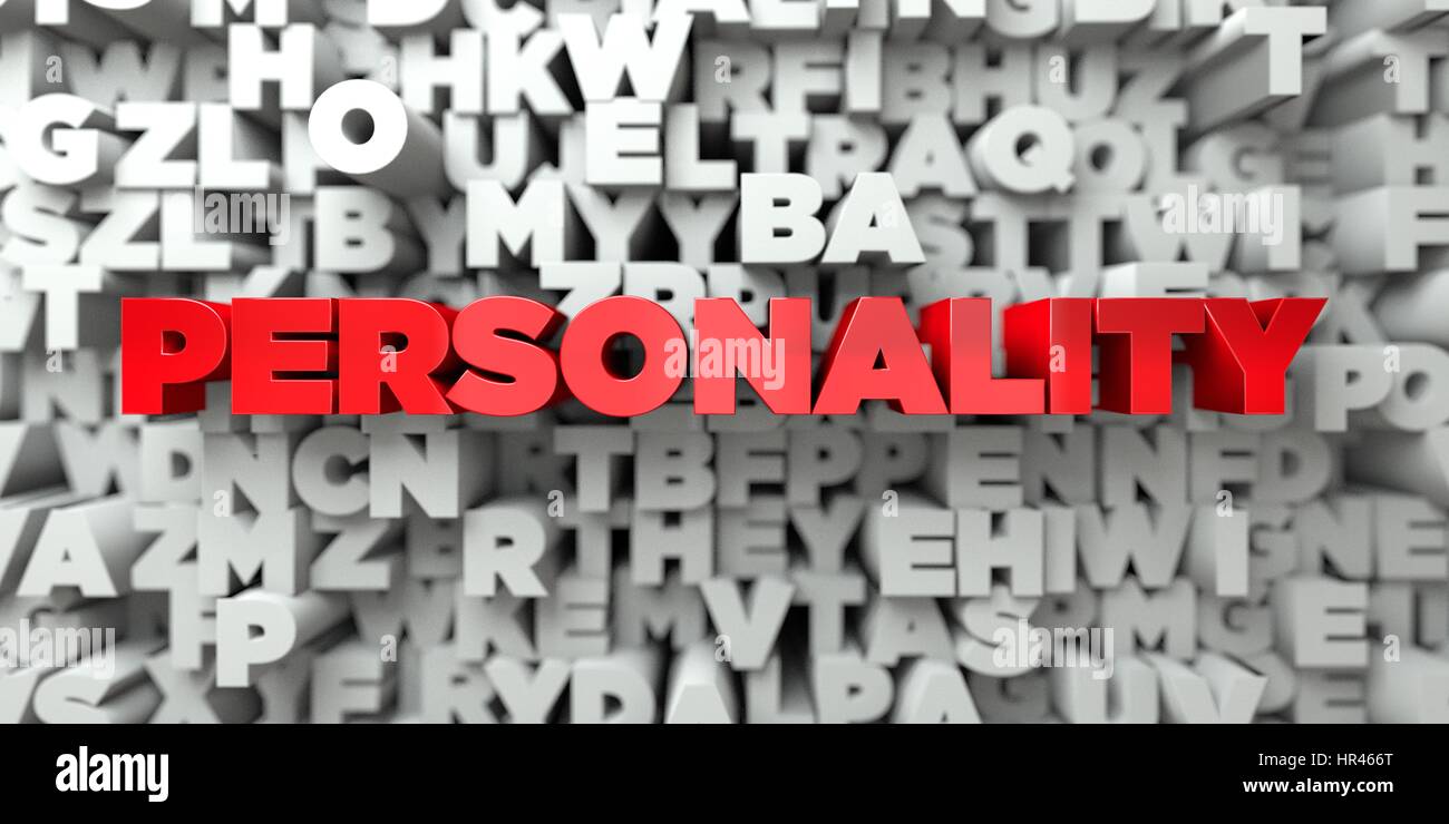 PERSONALITY - Red text on typography background - 3D rendered royalty ...