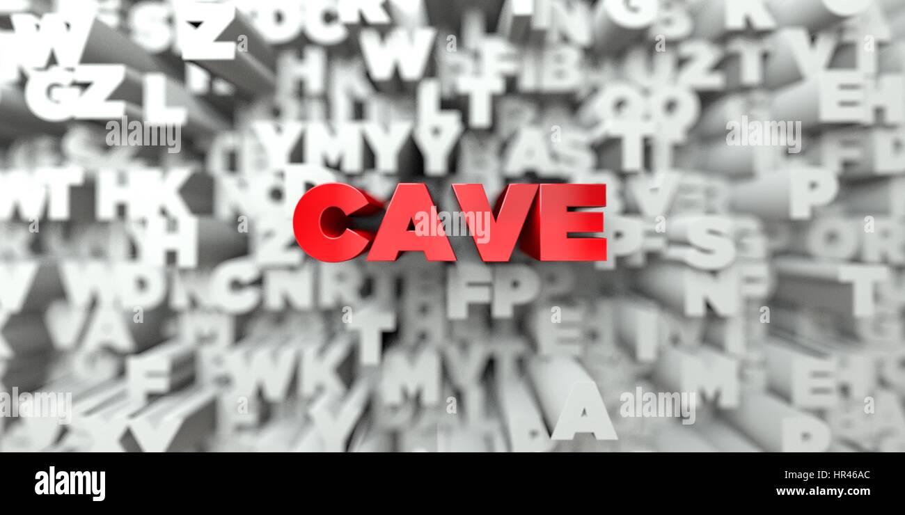 CAVE - Red text on typography background - 3D rendered royalty free ...