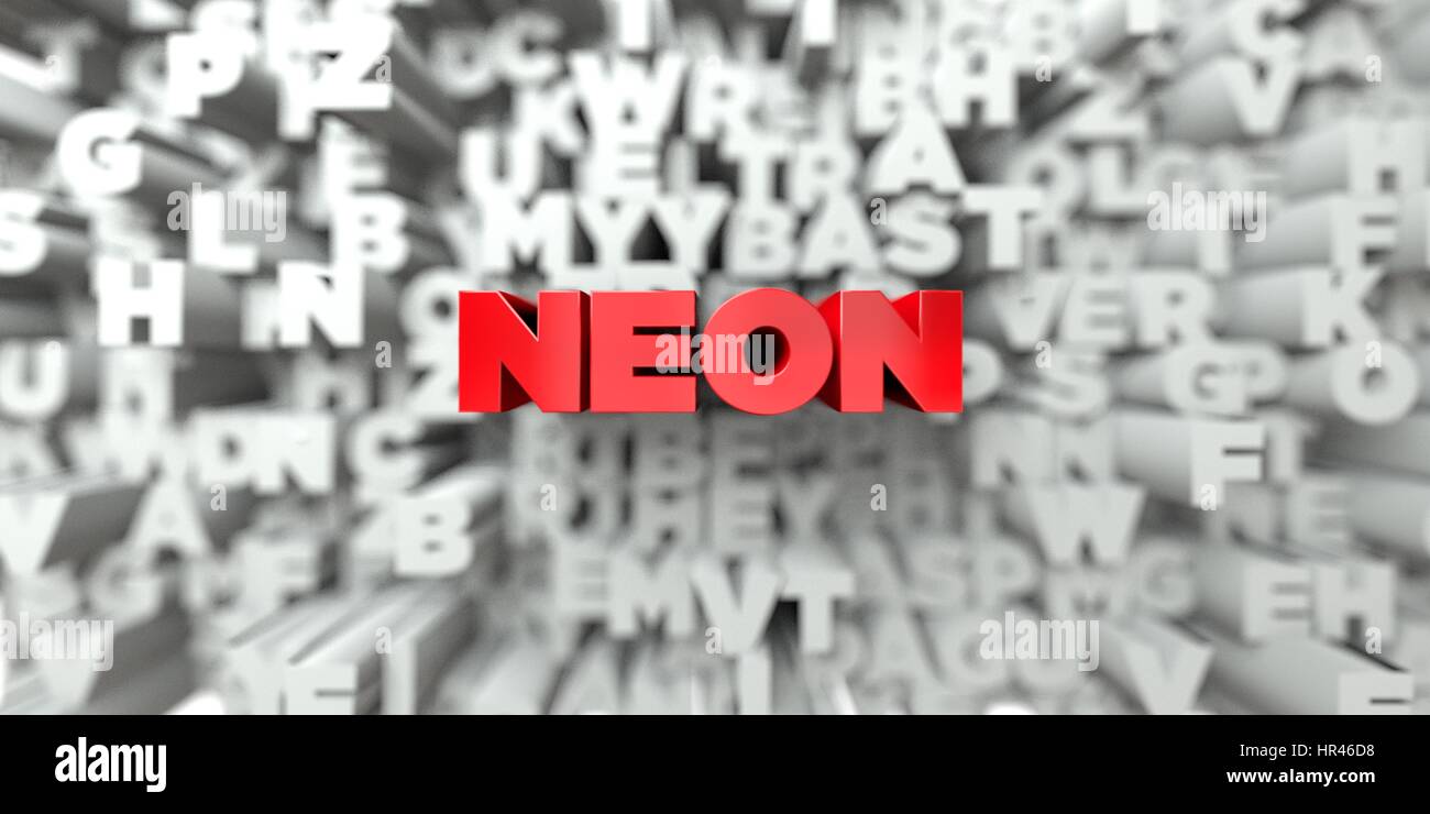 NEON - Red text on typography background - 3D rendered royalty free ...