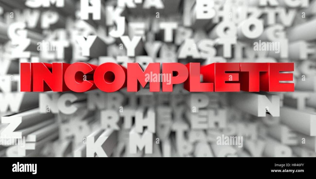 INCOMPLETE - Red text on typography background - 3D rendered royalty ...